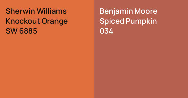 Sherwin Williams Knockout Orange vs. Benjamin Moore Spiced Pumpkin ...