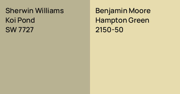 Sherwin Williams Koi Pond vs. Benjamin Moore Hampton Green comparison