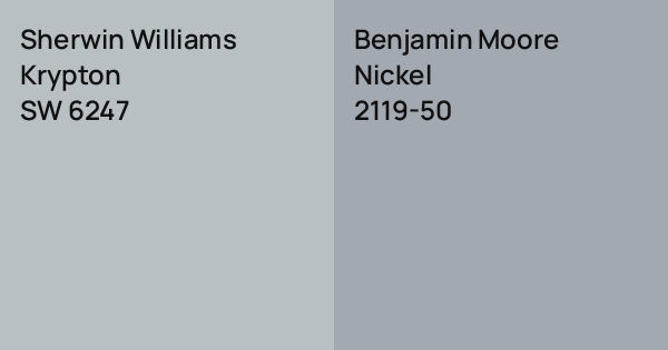 Sherwin Williams Krypton vs. Benjamin Moore Nickel comparison