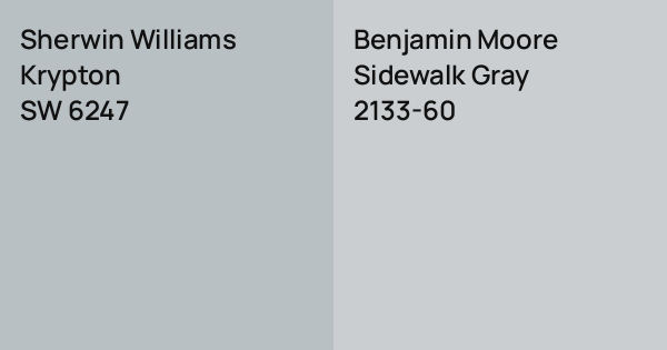 Sherwin Williams Krypton vs. Benjamin Moore Sidewalk Gray comparison