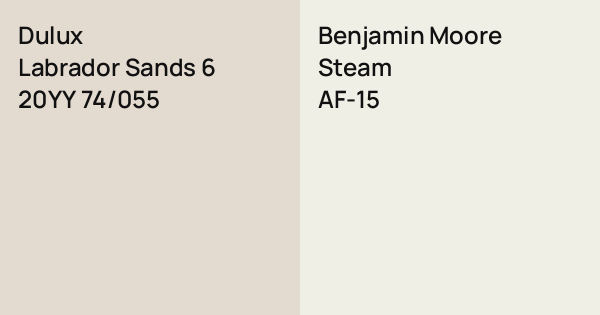 Dulux Labrador Sands 6 vs. Benjamin Moore Steam comparison