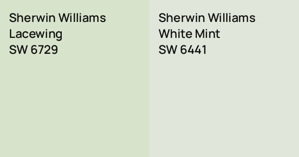Sherwin Williams Lacewing vs. Sherwin Williams White Mint comparison