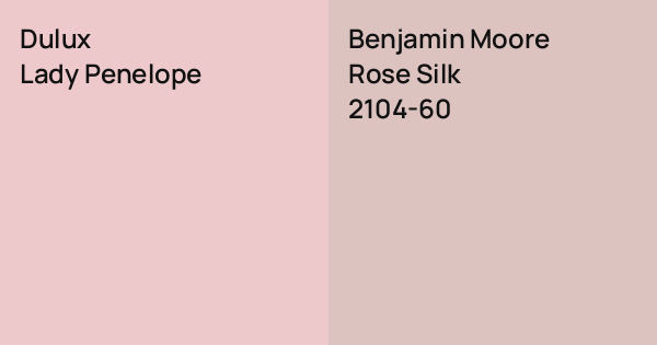 Dulux Lady Penelope vs. Benjamin Moore Rose Silk comparison