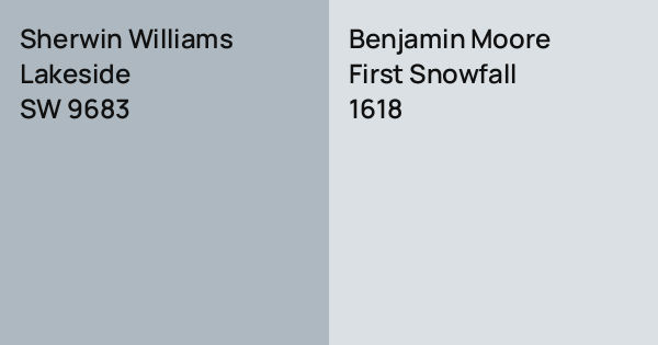 Sherwin Williams Lakeside vs. Benjamin Moore First Snowfall comparison