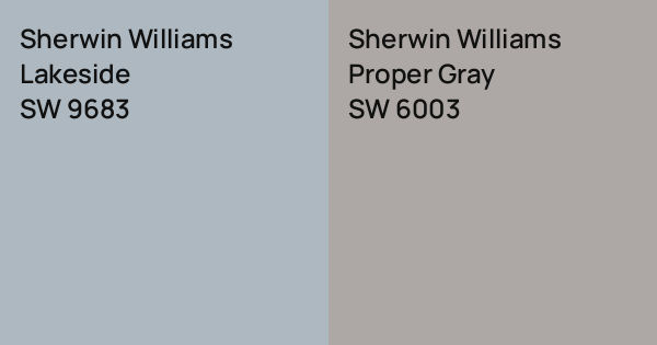 Sherwin Williams Lakeside vs. Sherwin Williams Proper Gray comparison