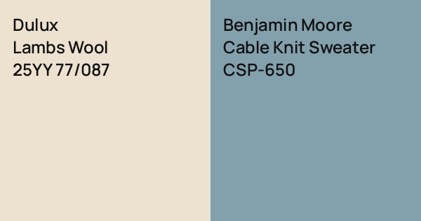 Dulux Lambs Wool vs. Benjamin Moore Cable Knit Sweater comparison