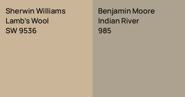 Sherwin Williams Lamb's Wool vs. Benjamin Moore Indian River comparison