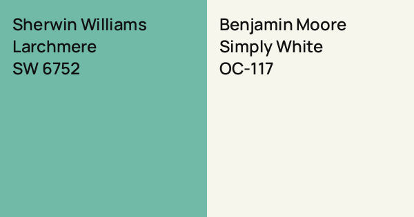 Sherwin Williams Larchmere vs. Benjamin Moore Simply White comparison