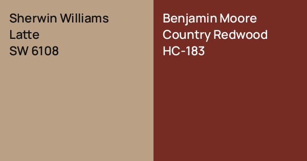 Sherwin Williams Latte vs. Benjamin Moore Country Redwood comparison