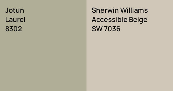 Jotun Laurel vs. Sherwin Williams Accessible Beige comparison