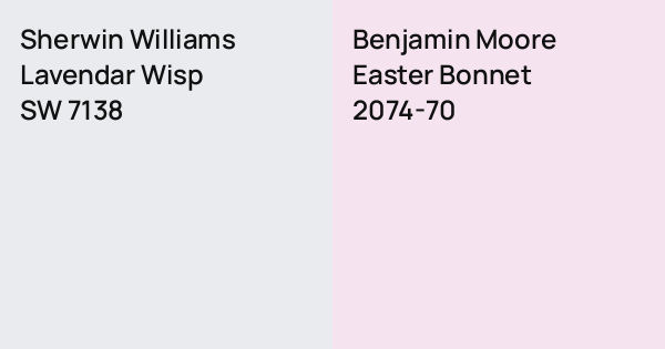 Sherwin Williams Lavendar Wisp vs. Benjamin Moore Easter Bonnet comparison
