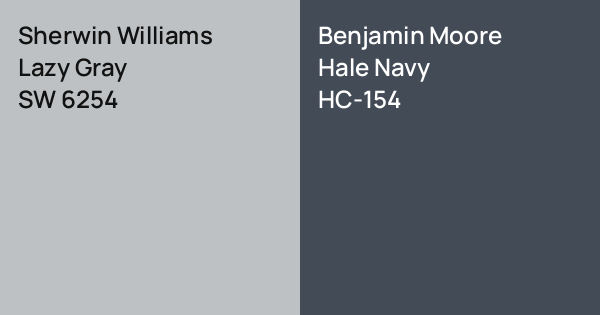 Sherwin Williams Lazy Gray vs. Benjamin Moore Hale Navy comparison