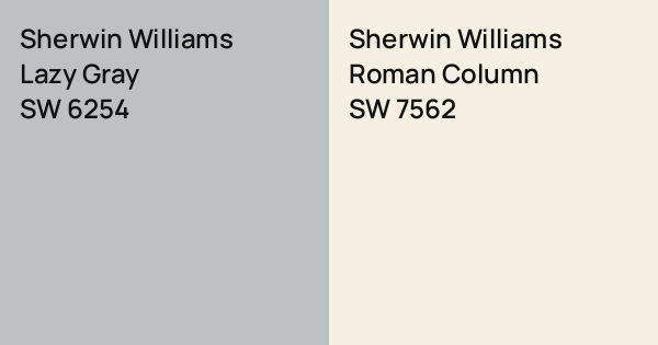 Sherwin Williams Lazy Gray vs. Sherwin Williams Roman Column comparison