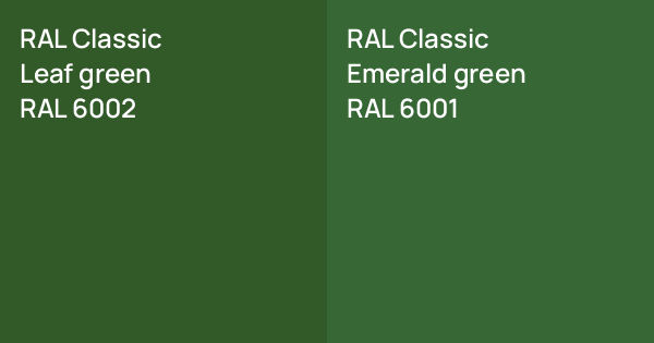 RAL Classic Leaf green vs. RAL Classic Emerald green comparison