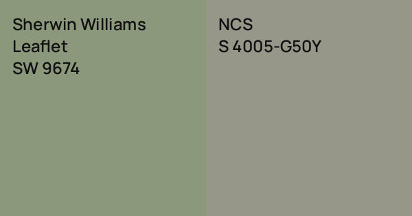 Sherwin Williams Leaflet vs. NCS S 4005-G50Y comparison