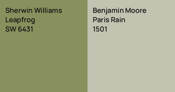Sherwin Williams Leapfrog vs. Benjamin Moore Paris Rain comparison