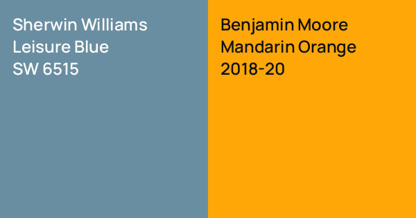 Sherwin Williams Leisure Blue vs. Benjamin Moore Mandarin Orange comparison