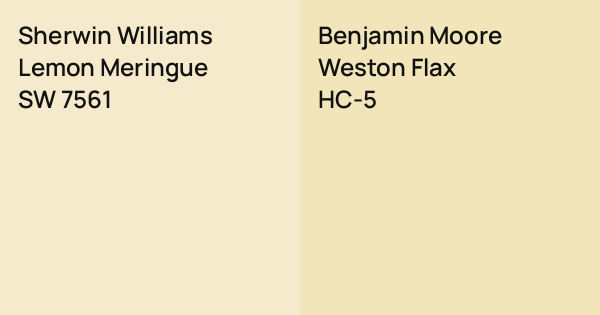 Sherwin Williams Lemon Meringue vs. Benjamin Moore Weston Flax comparison