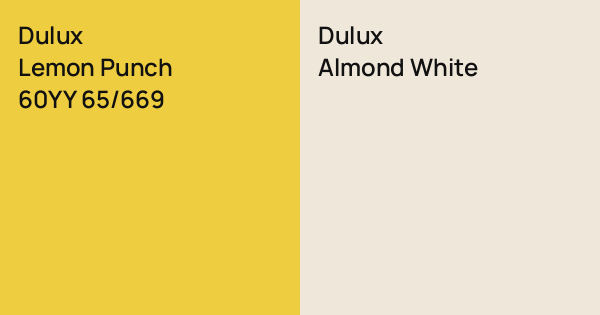 Dulux Lemon Punch vs. Dulux Almond White comparison