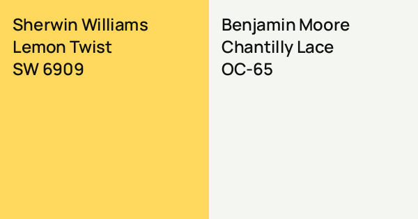 Sherwin Williams Lemon Twist vs. Benjamin Moore Chantilly Lace comparison