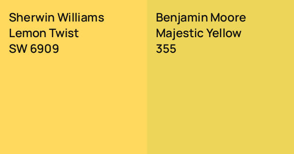 Sherwin Williams Lemon Twist vs. Benjamin Moore Majestic Yellow comparison