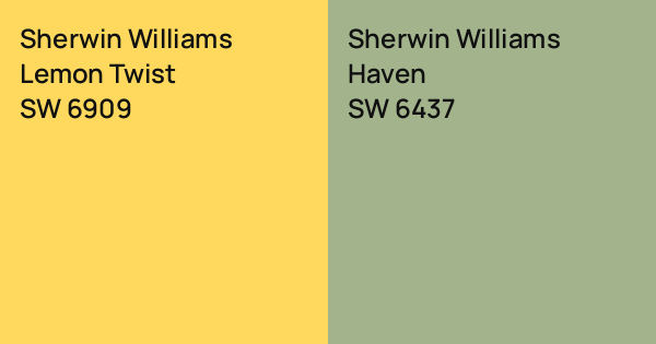 Sherwin Williams Lemon Twist vs. Sherwin Williams Haven comparison