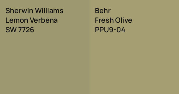Sherwin Williams Lemon Verbena vs. Behr Fresh Olive comparison