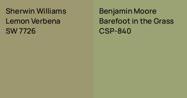 Sherwin Williams Lemon Verbena vs. Benjamin Moore Barefoot in the Grass ...