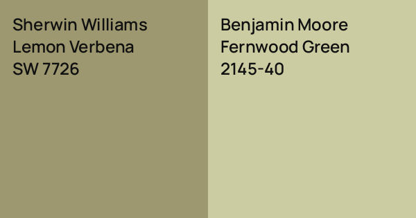 Sherwin Williams Lemon Verbena vs. Benjamin Moore Fernwood Green comparison
