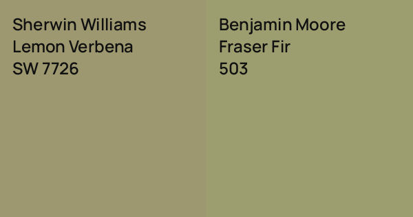 Sherwin Williams Lemon Verbena vs. Benjamin Moore Fraser Fir comparison