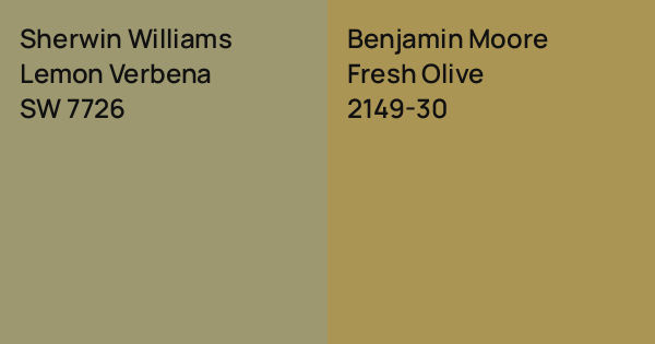 Sherwin Williams Lemon Verbena vs. Benjamin Moore Fresh Olive comparison