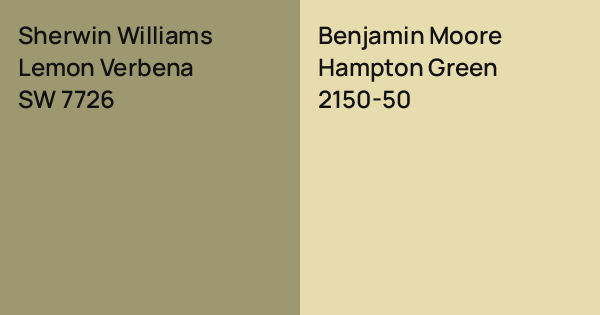 Sherwin Williams Lemon Verbena vs. Benjamin Moore Hampton Green comparison