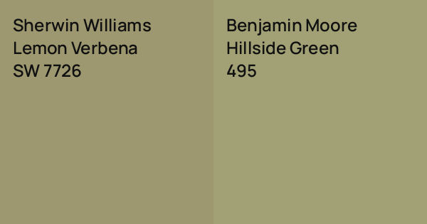 Sherwin Williams Lemon Verbena vs. Benjamin Moore Hillside Green comparison