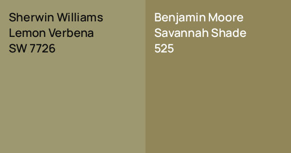 Sherwin Williams Lemon Verbena vs. Benjamin Moore Savannah Shade comparison