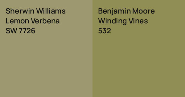 Sherwin Williams Lemon Verbena vs. Benjamin Moore Winding Vines comparison