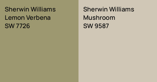 Sherwin Williams Lemon Verbena vs. Sherwin Williams Mushroom comparison