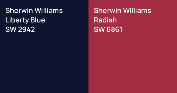 Sherwin Williams Liberty Blue vs. Sherwin Williams Radish comparison