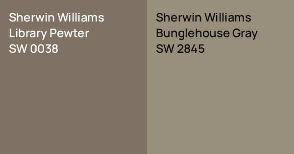 Sherwin Williams Library Pewter vs. Sherwin Williams Bunglehouse Gray ...