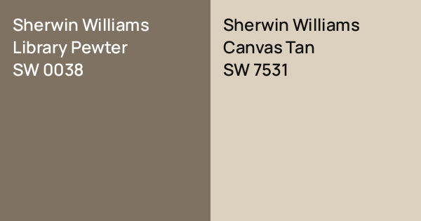 Sherwin Williams Library Pewter vs. Sherwin Williams Canvas Tan comparison