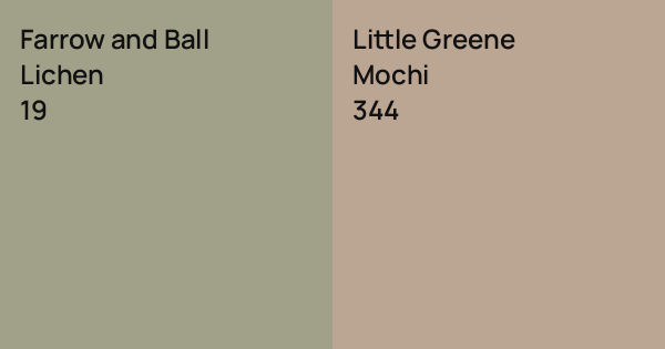 Farrow and Ball Lichen vs. Little Greene Mochi comparison