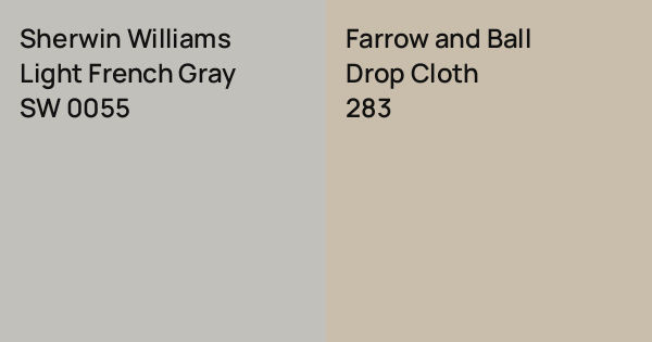 Sherwin Williams Light French Gray vs. Farrow and Ball Drop Cloth ...
