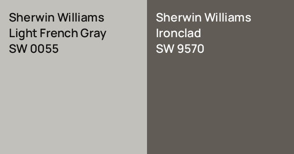 Sherwin Williams Light French Gray vs. Sherwin Williams Ironclad comparison
