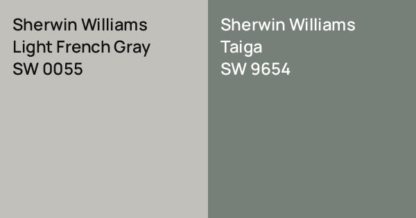 Sherwin Williams Light French Gray vs. Sherwin Williams Taiga comparison