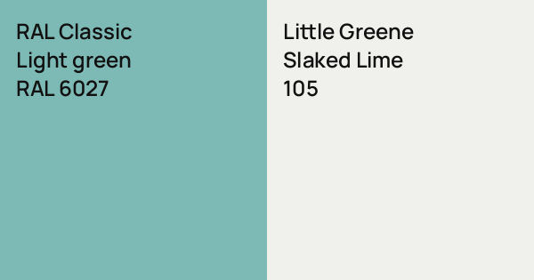RAL Classic Light green vs. Little Greene Slaked Lime comparison