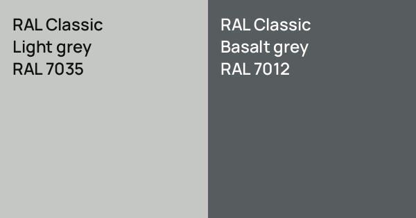 RAL Classic Light grey vs. RAL Classic Basalt grey comparison