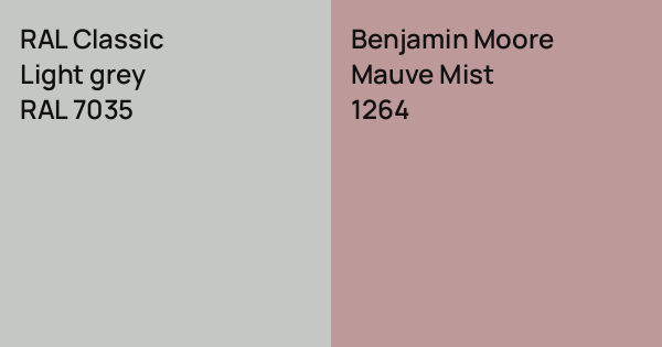 RAL Classic Light grey vs. Benjamin Moore Mauve Mist comparison