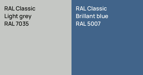 RAL Classic Light grey vs. RAL Classic Brillant blue comparison