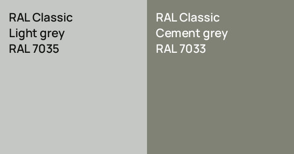 RAL Classic Light grey vs. RAL Classic Cement grey comparison
