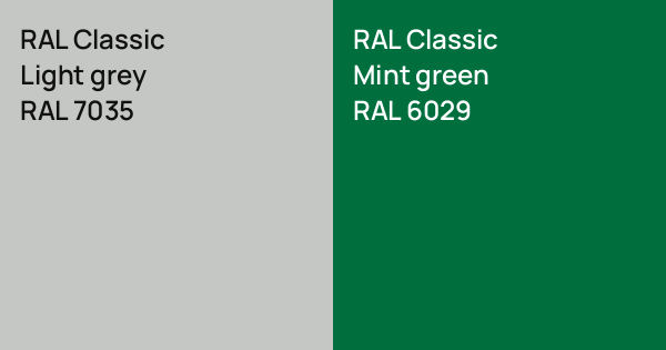 RAL Classic Light grey vs. RAL Classic Mint green comparison