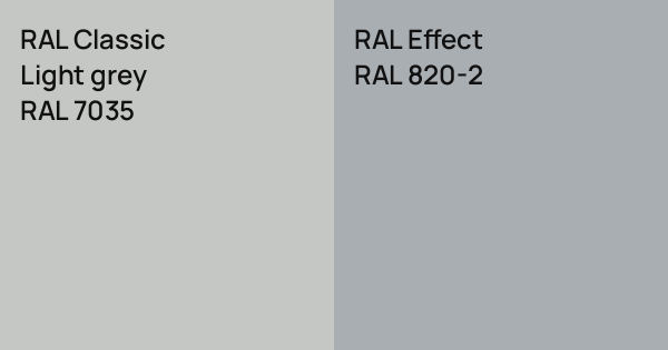 RAL Classic Light grey vs. RAL Effect RAL 820-2 comparison